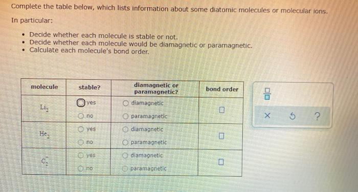 Solved Complete the tables below, which lists information | Chegg.com