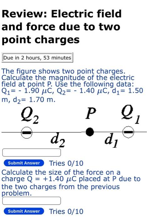 Solved Review: Electric field and force due to two point | Chegg.com