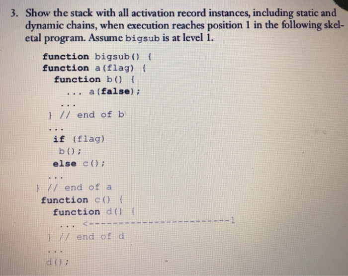Solved 3. Show the stack with all activation record | Chegg.com
