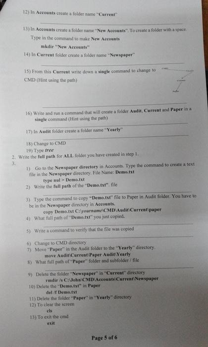 Solved 1. Make the directories/folden to reflect the tree | Chegg.com