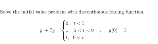 Solved Solve the initial value problem with discontinuous | Chegg.com