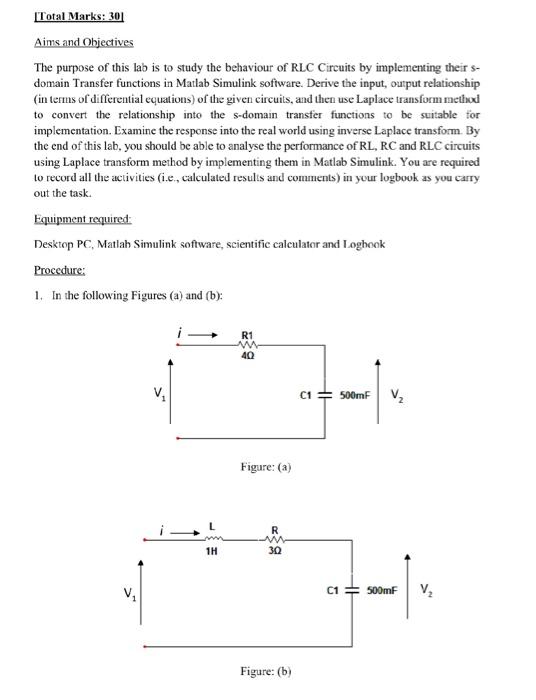 [Total Marks: 30] Aims and Objectives The purpose of | Chegg.com
