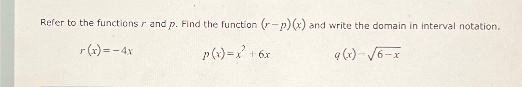 Solved Refer to the functions r ﻿and p. ﻿Find the function | Chegg.com