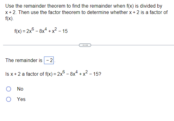 Solved Use the remainder theorem to find the remainder when | Chegg.com