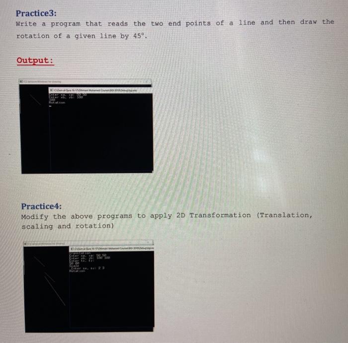 Solved Practical lab: Computer Graphics Sheet 9: Chapter 4: | Chegg.com