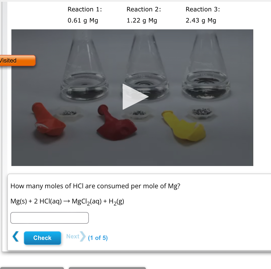 Solved How many moles of HCl ﻿are consumed per mole of | Chegg.com