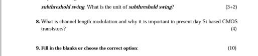 Solved subthreshold swing. What is the unit of subthreshold | Chegg.com