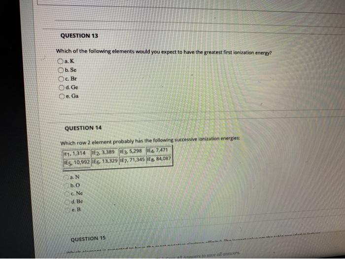 Solved QUESTION 13 Which of the following elements would you | Chegg.com