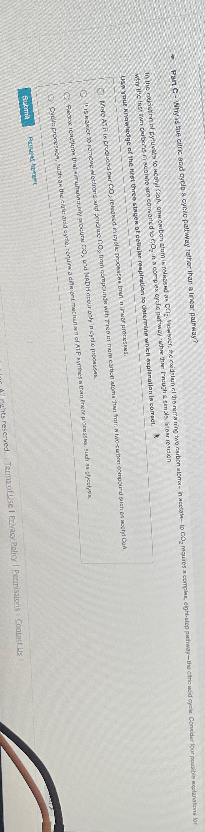 Solved Part C - ﻿Why is the citric acid cycle a cyclic | Chegg.com