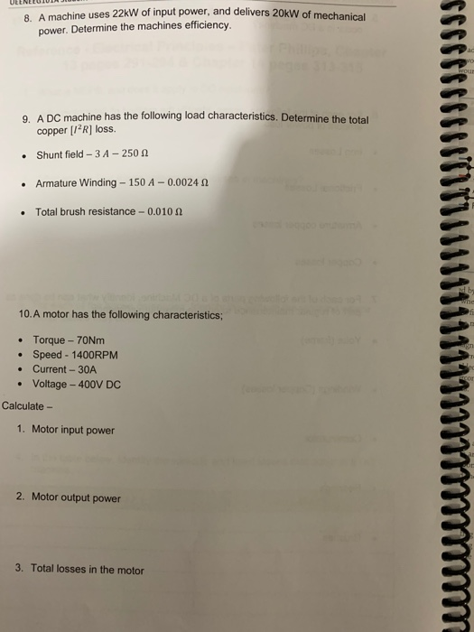 Solved Topic 12 - Machine efficiency Reference - Electrical | Chegg.com
