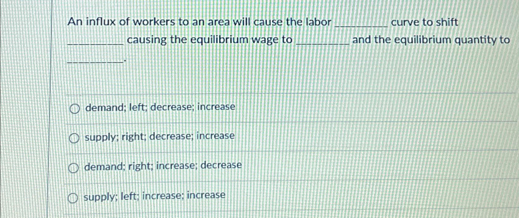 Solved An influx of workers to an area will cause the labor | Chegg.com