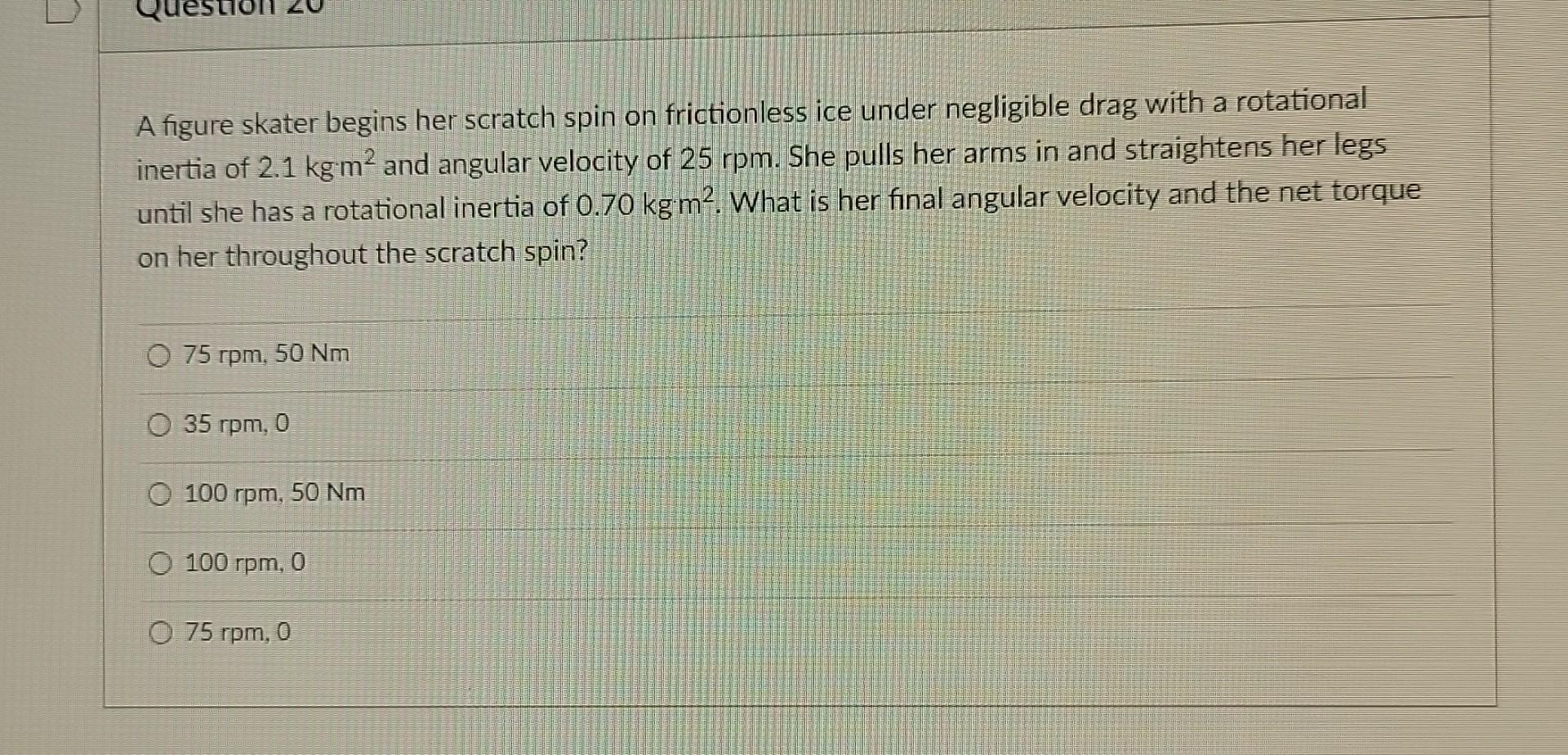 Solved A figure skater begins her scratch spin on | Chegg.com