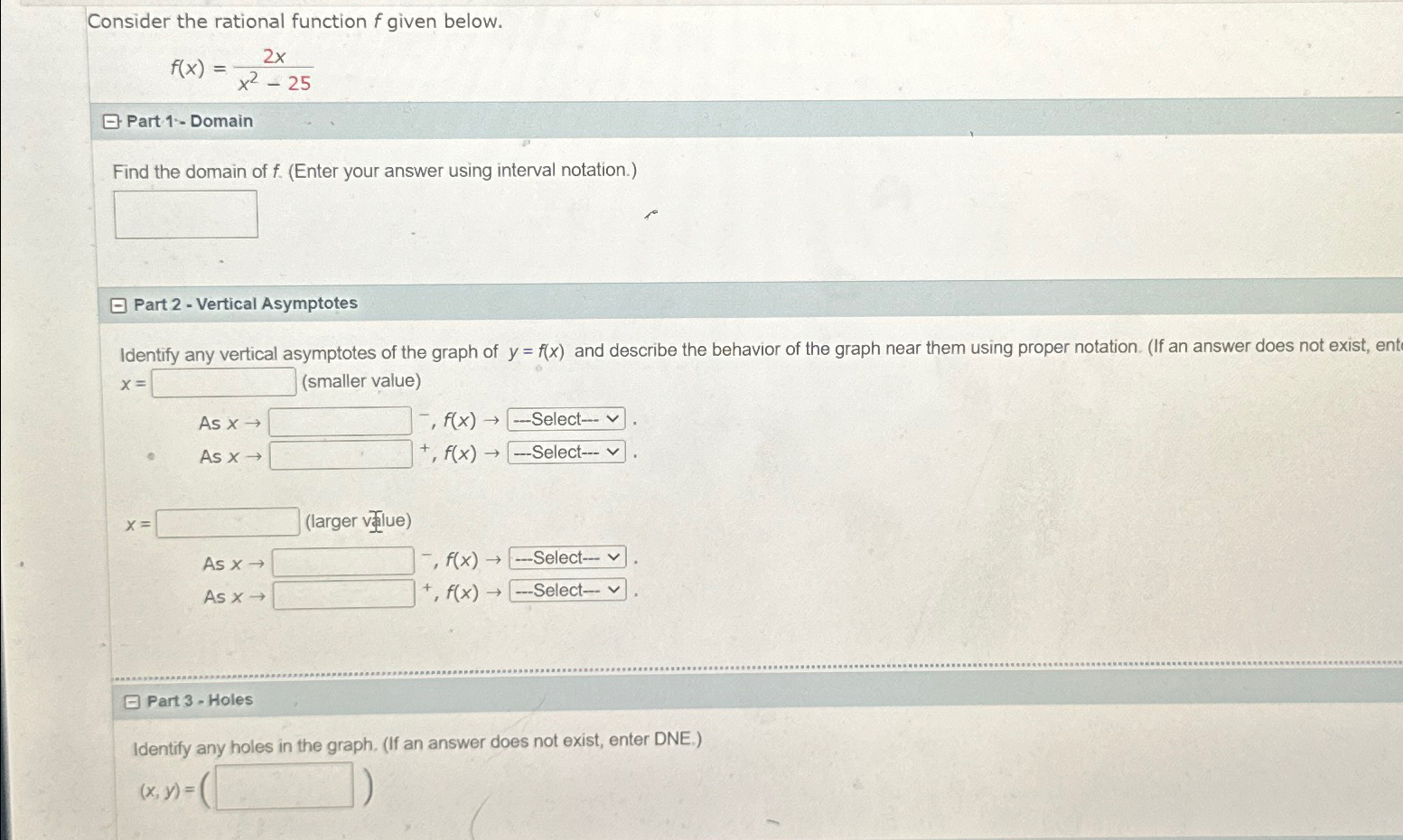 Solved Consider the rational function f ﻿given | Chegg.com