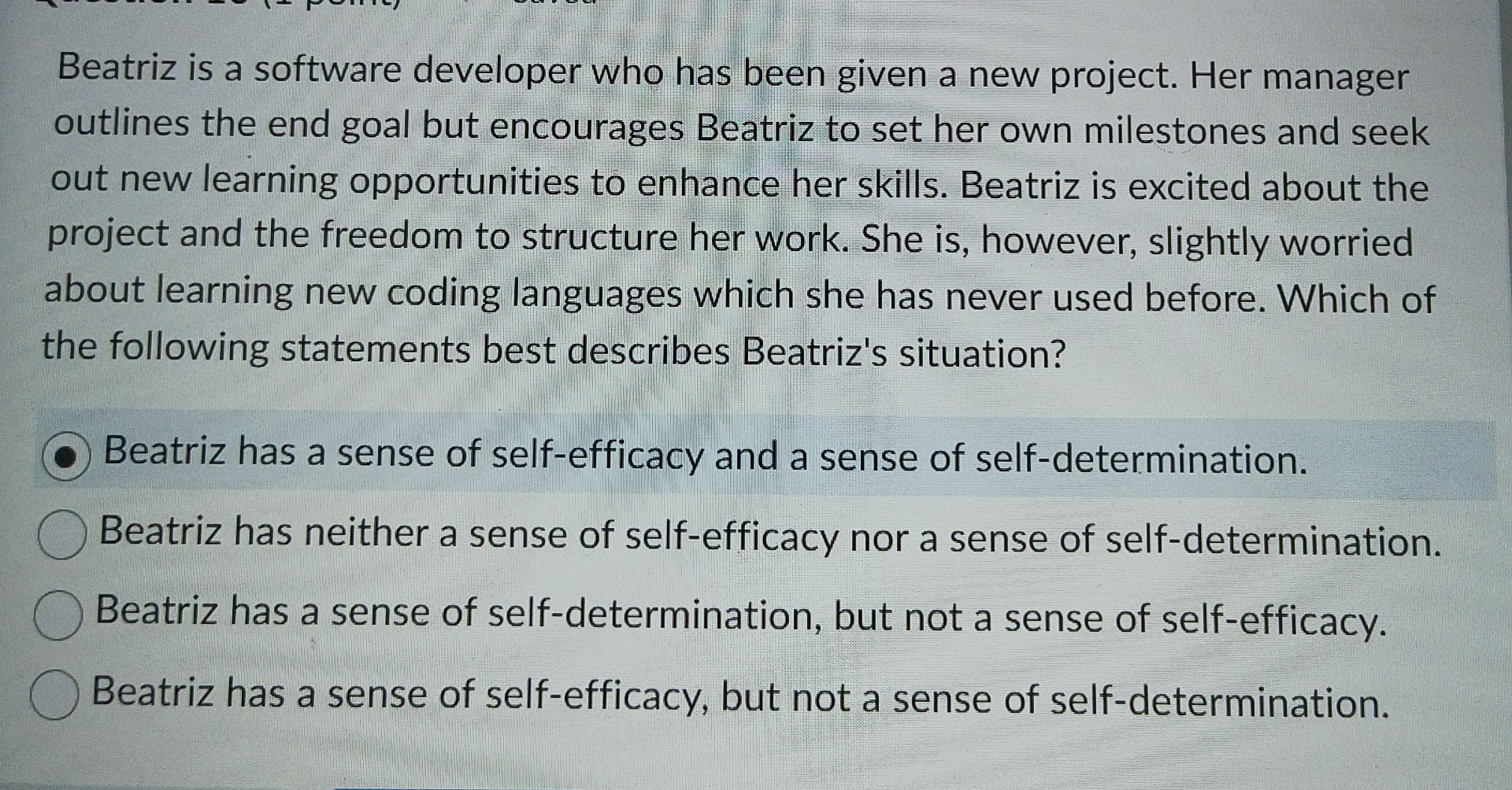 Solved Beatriz is a software developer who has been given a | Chegg.com