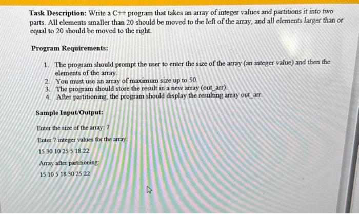 Solved Task Description: Write a C++ program that takes an | Chegg.com