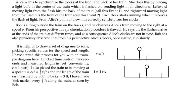 Solved Alice wants to synchronize the clocks at the front | Chegg.com