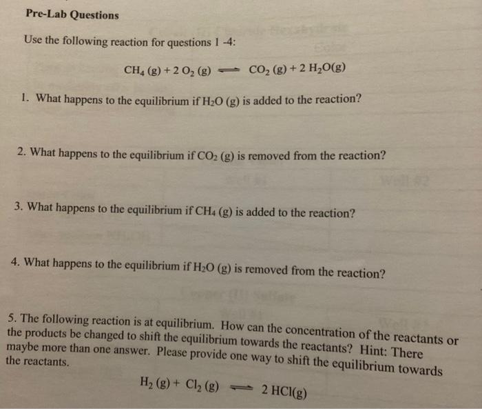 Solved Pre-Lab Questions Use the following reaction for | Chegg.com