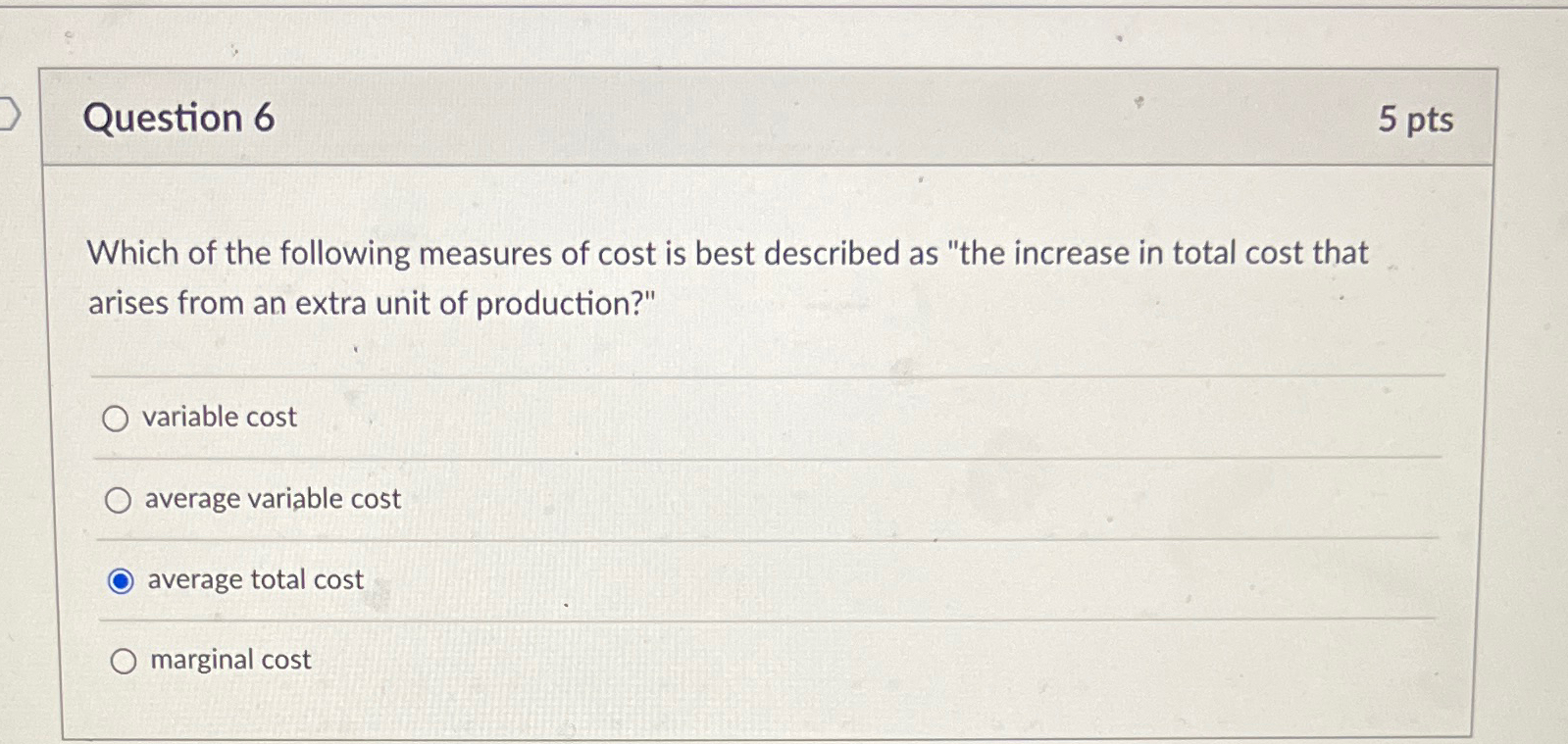 Solved Question 65ptsWhich of the following measures of cost | Chegg.com