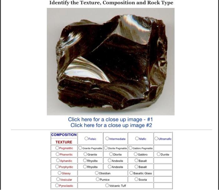 Solved Identify the Texture, Composition and Rock Type Click | Chegg.com
