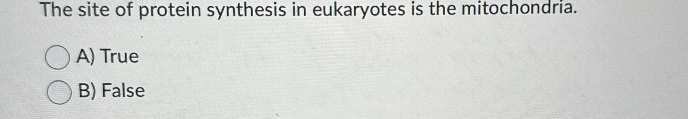 Solved The site of protein synthesis in eukaryotes is the | Chegg.com
