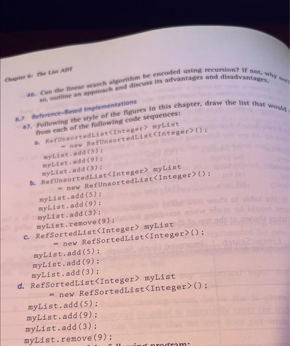 Solved myList - new RefUn myList. b. RefUnsort myList. add | Chegg.com