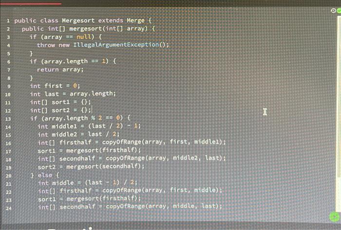 Solved Create a public class named Mergesort that provides a | Chegg.com