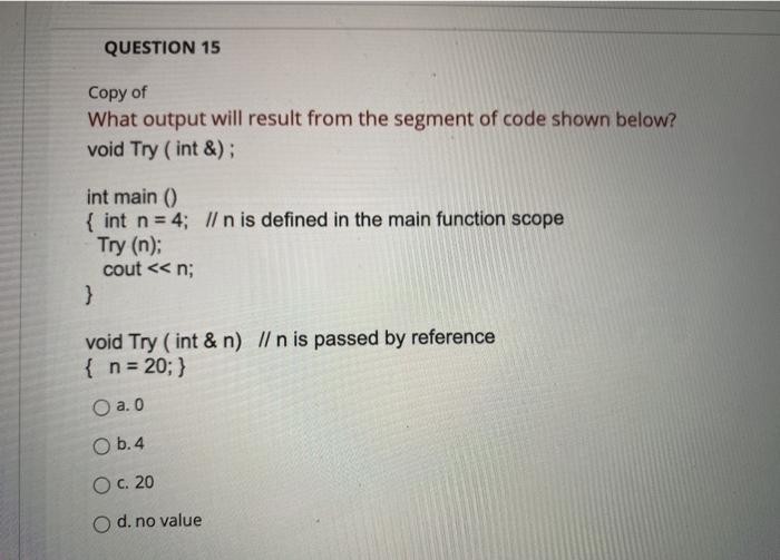 Solved QUESTION 11 What is the value that is returned in the | Chegg.com