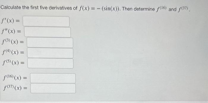 Solved Calculate the first five derivatives of | Chegg.com
