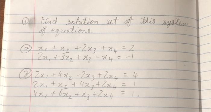 Solved Find solution set of this system of equations. | Chegg.com