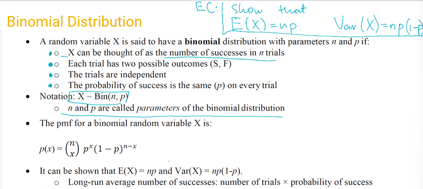 SHOW THAT: E(X)=np and Var(X)=np(1-p)A random | Chegg.com