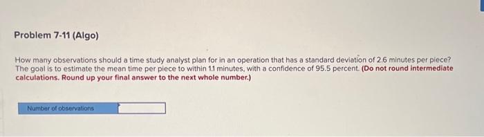 Solved How many observations should a time study analyst | Chegg.com