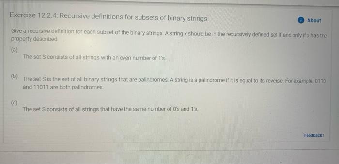 Solved Exercise 12.2.4: Recursive definitions for subsets of | Chegg.com
