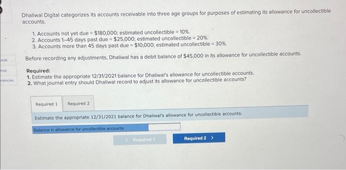 Solved Dhallwal Digital categorizes its accounts recelvable | Chegg.com