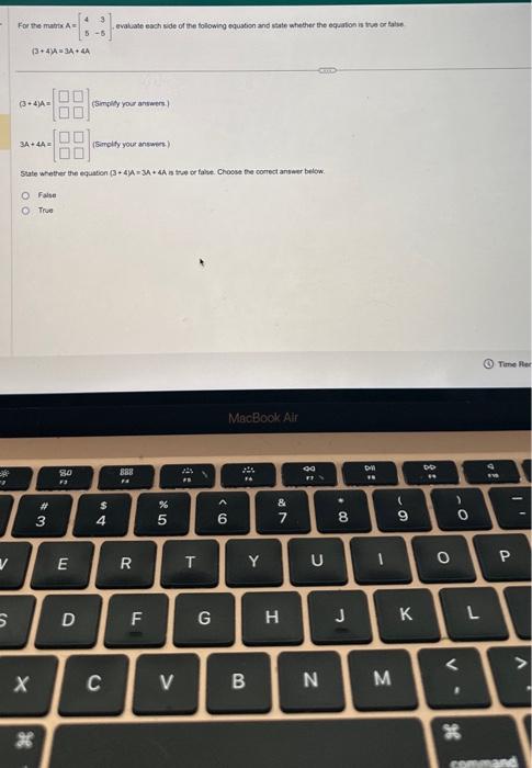 Solved 2 V S For the matrix A = (3+4)A= (3+4)A=3A+4A 3A + 4A | Chegg.com