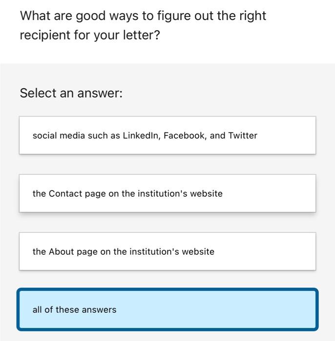 Solved What are good ways to figure out the right recipient | Chegg.com