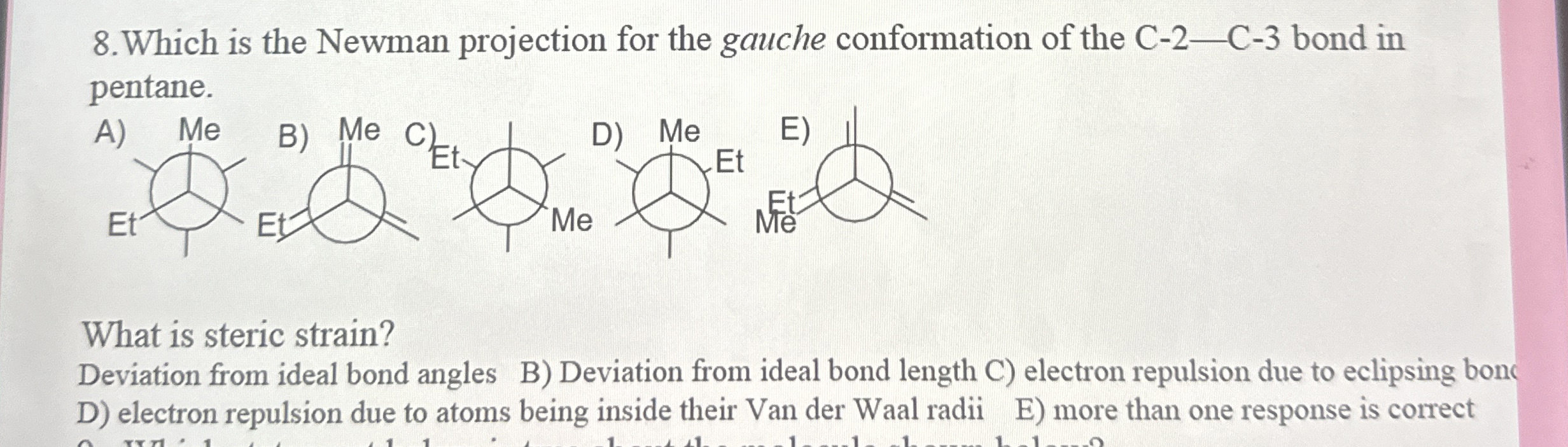 Solved Which is the Newman projection for the gauche | Chegg.com