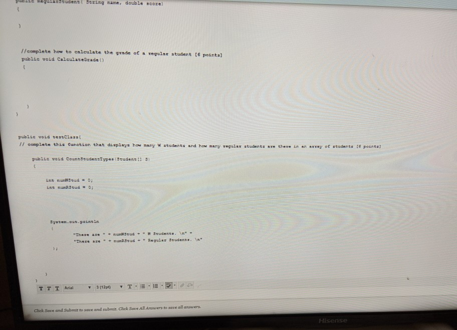 Solved Look the given class 'Student". The class tries to | Chegg.com