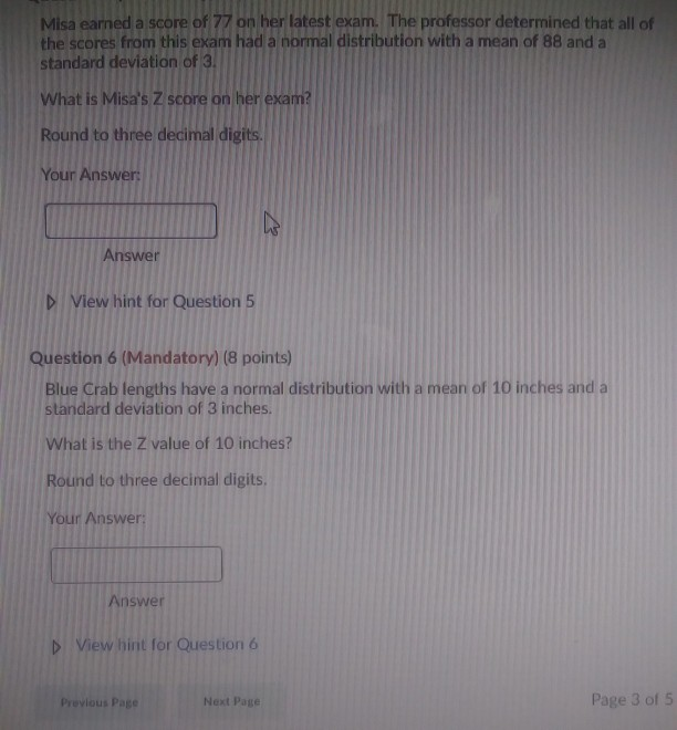 Solved Misa earned a score of 77 on her latest exam. The | Chegg.com