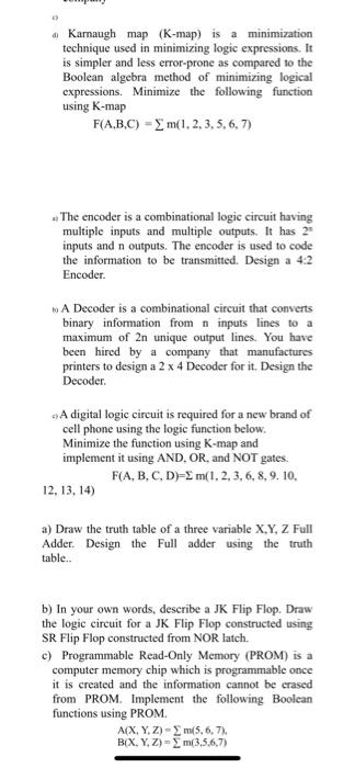 Solved 4. Karnaugh map (K-map) is a minimization technique | Chegg.com