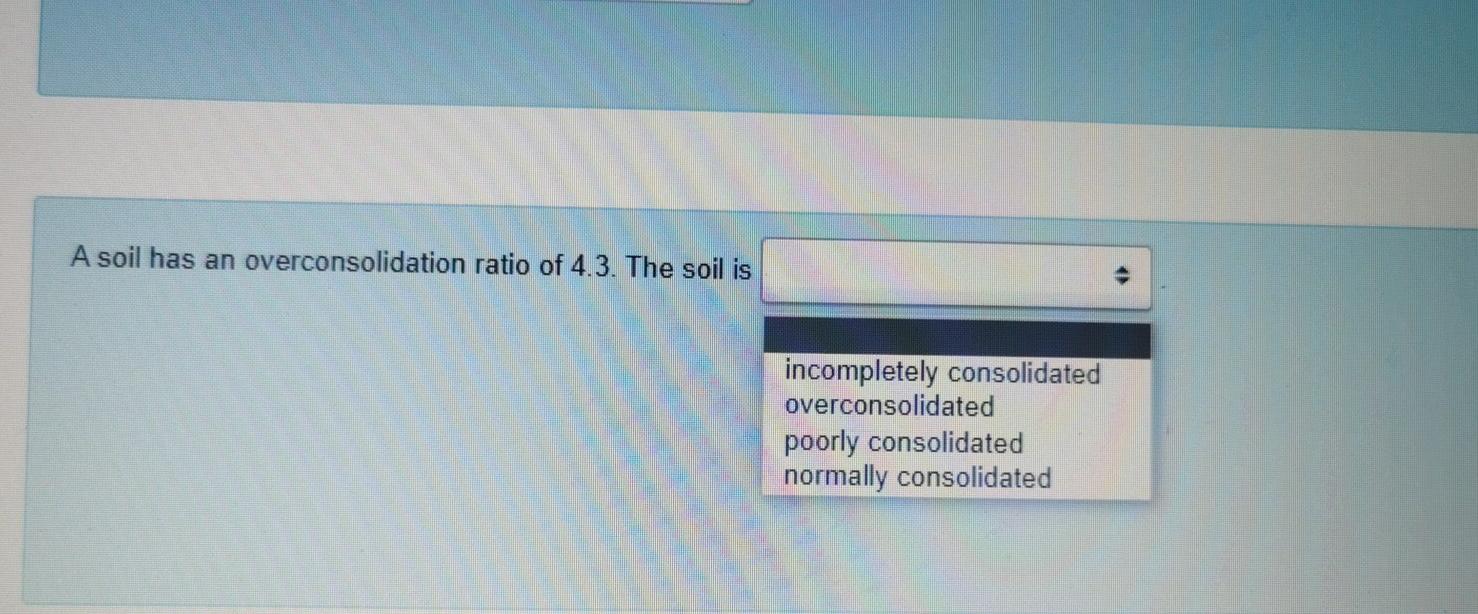 Solved A soil has an overconsolidation ratio of 4.3. The | Chegg.com
