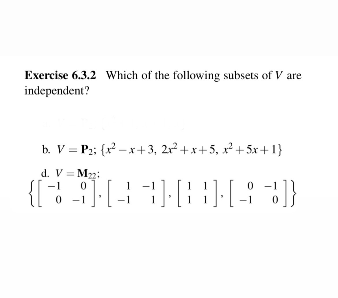 Solved Which of the following subsets of V ﻿are | Chegg.com