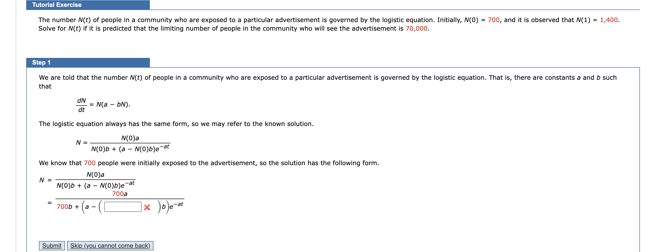 Solved Solve for N(t) ﻿if it is predicted that the limiting | Chegg.com