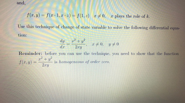 Solved Problem 3 (10 points) Reduction to a Separable ODE | Chegg.com