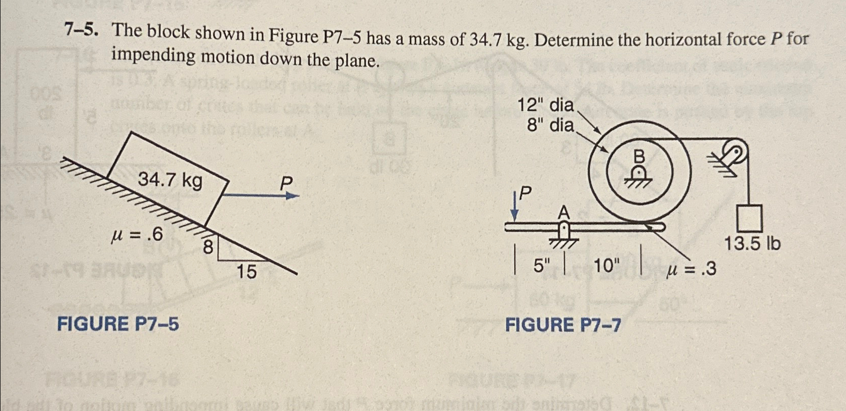 Solved 7-5. ﻿The block shown in Figure P7-5 ﻿has a mass of | Chegg.com