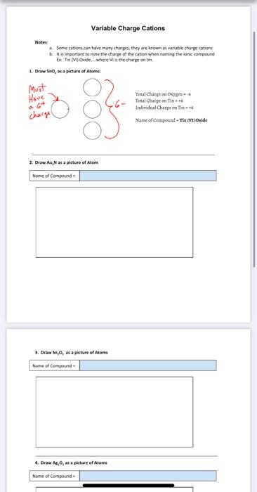 Variable Charge Cations Some cations can have many | Chegg.com