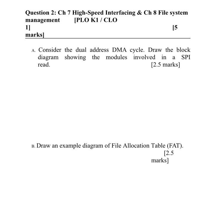 Solved Question 2: Ch 7 High-Speed Interfacing \& Ch 8 File | Chegg.com