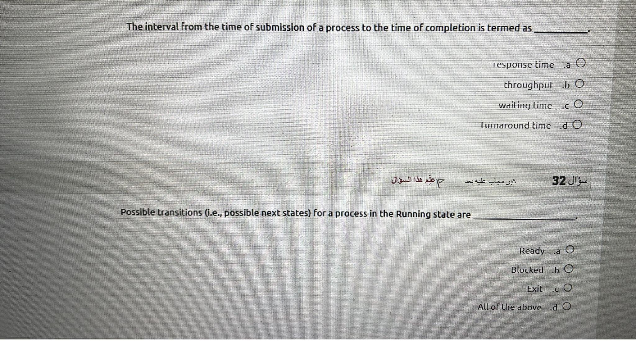 Solved The interval from the time of submission of a process | Chegg.com