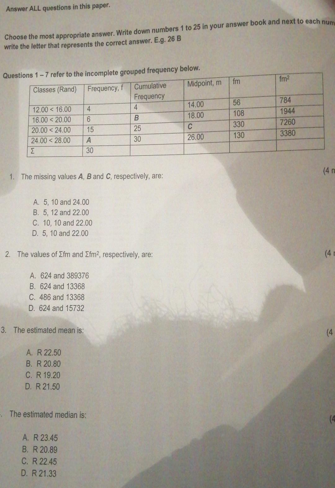 Solved Answer ALL questions in this paper. Choose the most | Chegg.com