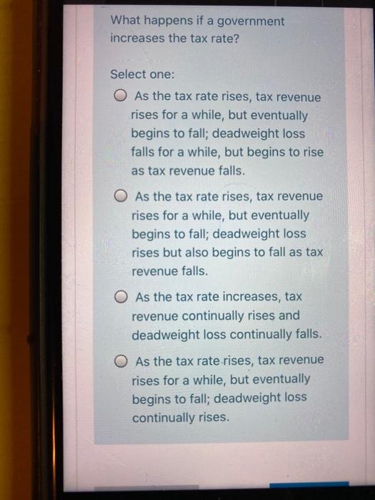 Solved What happens if a government increases the tax rate? | Chegg.com