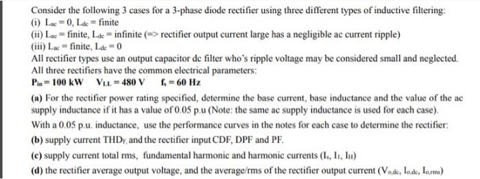 Consider the following 3 cases for a 3-phase diode | Chegg.com